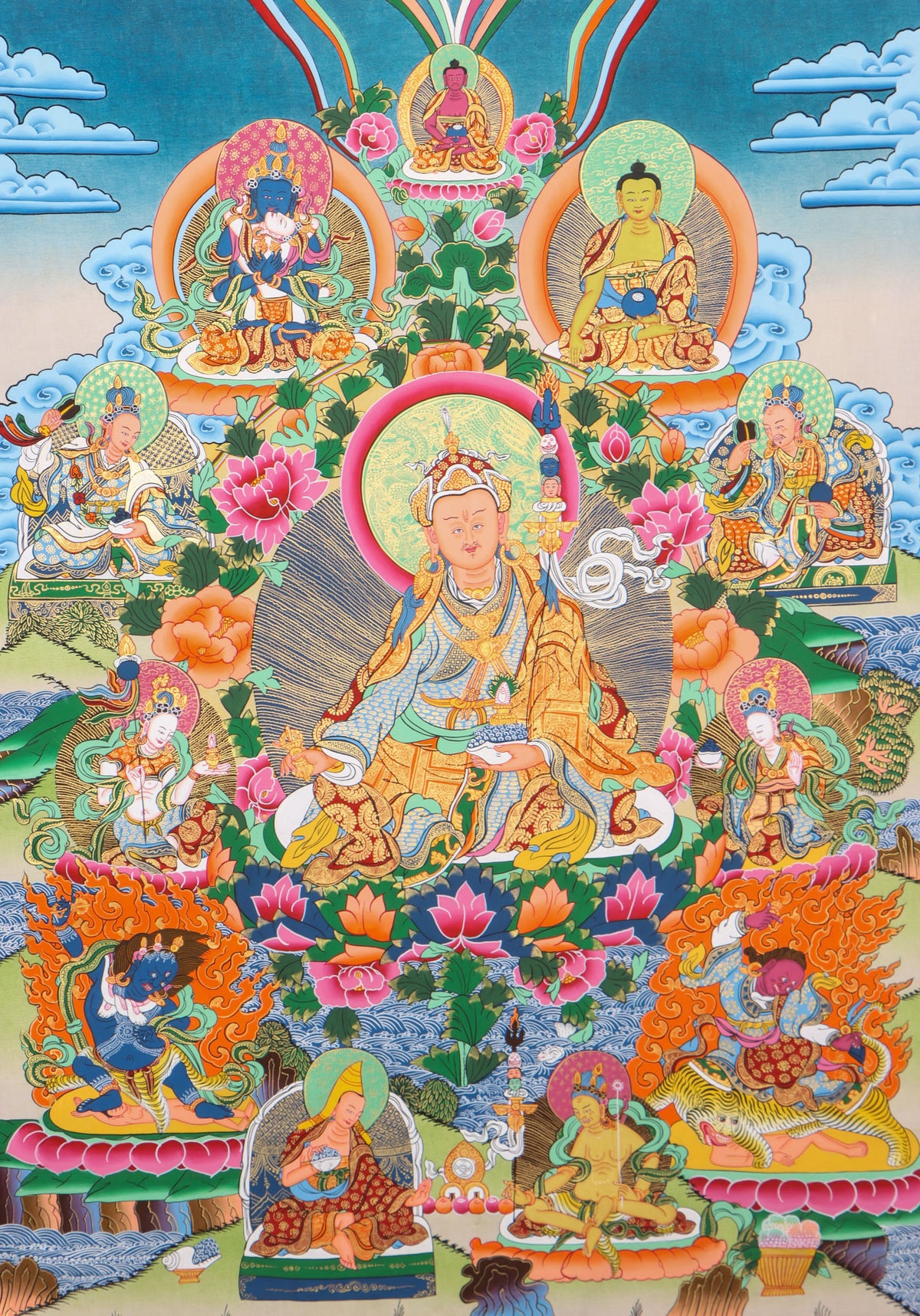 8 Manifestation of Guru Rinpoche Thangka | Authentic Tibetan Thangka