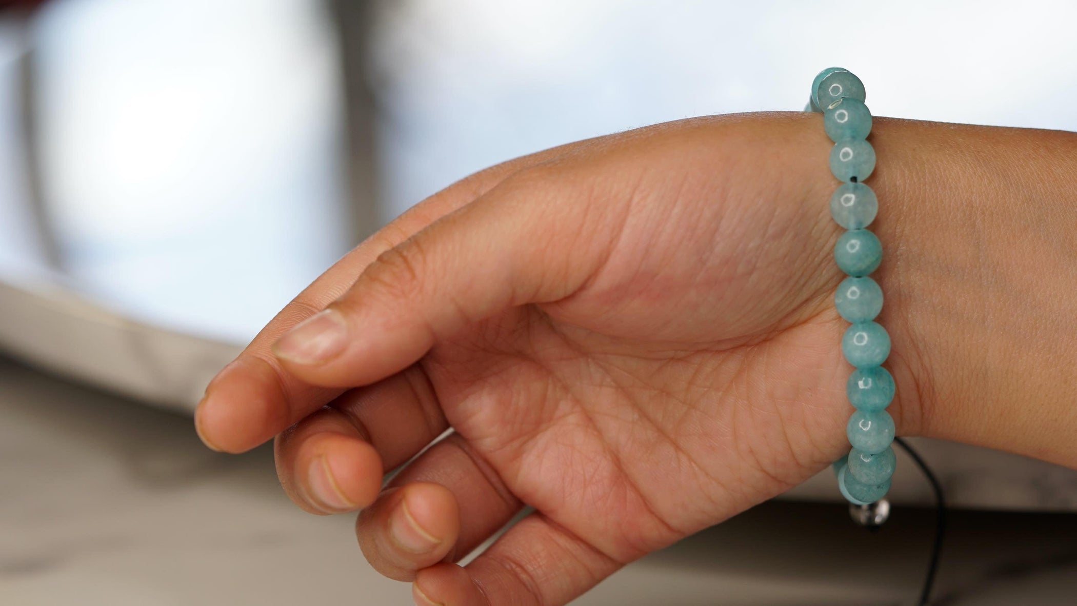 Blue Quartz Bracelet | Wrist Mala for Throat Chakra – Himalayas Shop