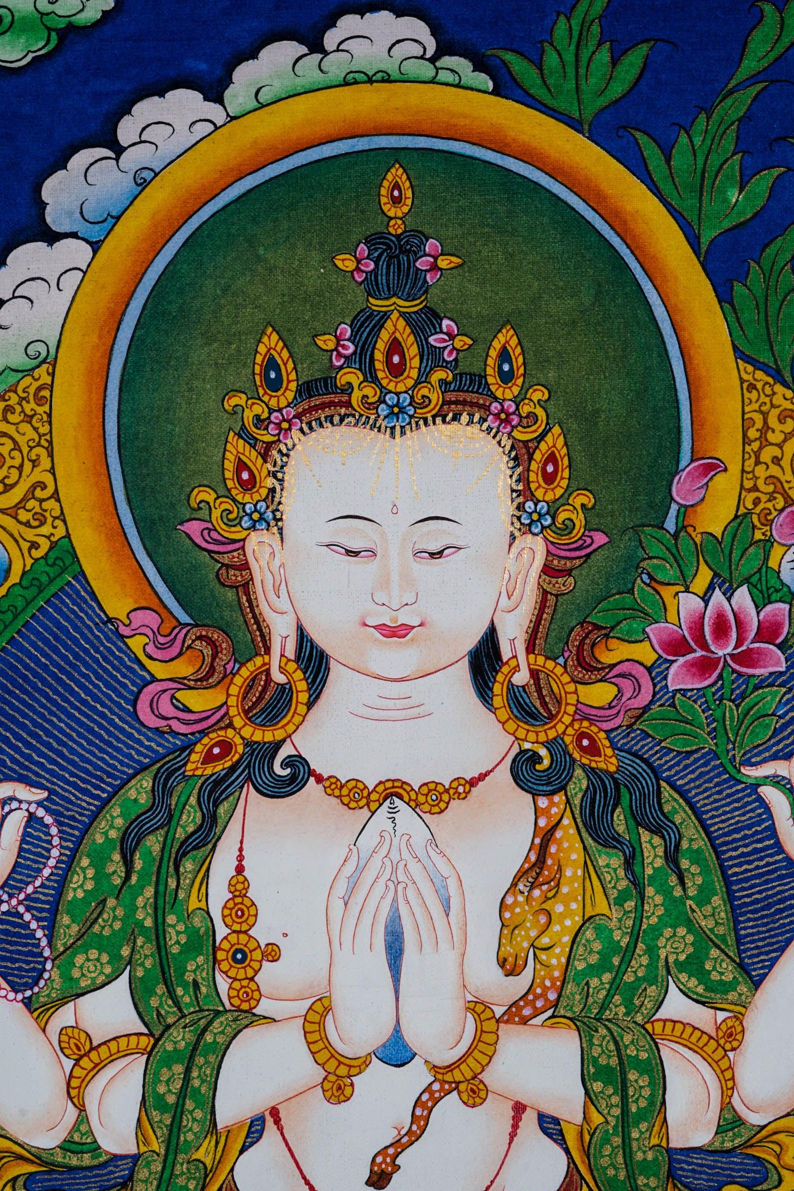 Vibrant Color Painting of Chenrezig