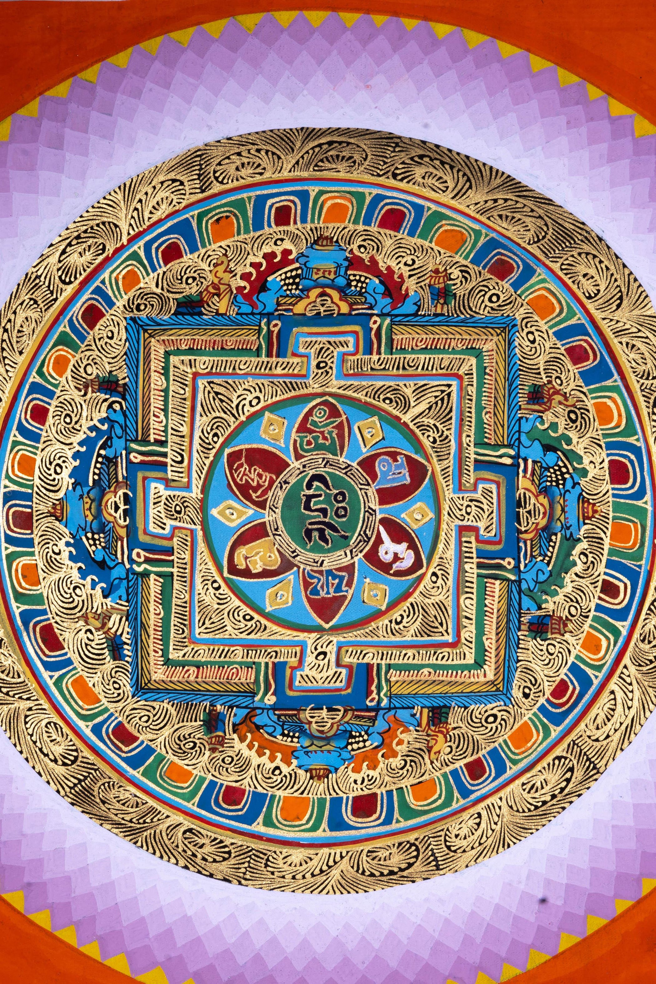 Wall Hanging Thangka Painting | Om Mandala – Himalayas Shop
