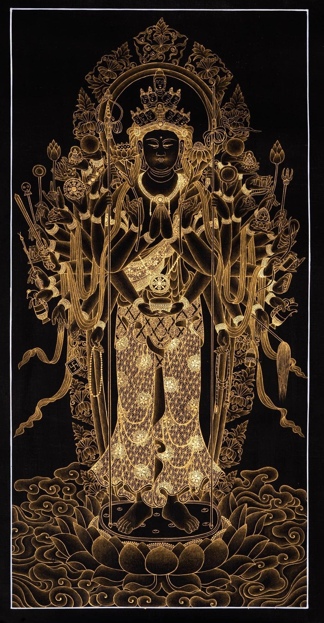 Japanese Senju Kannon Thangka Painting- Buy Now – Himalayas Shop